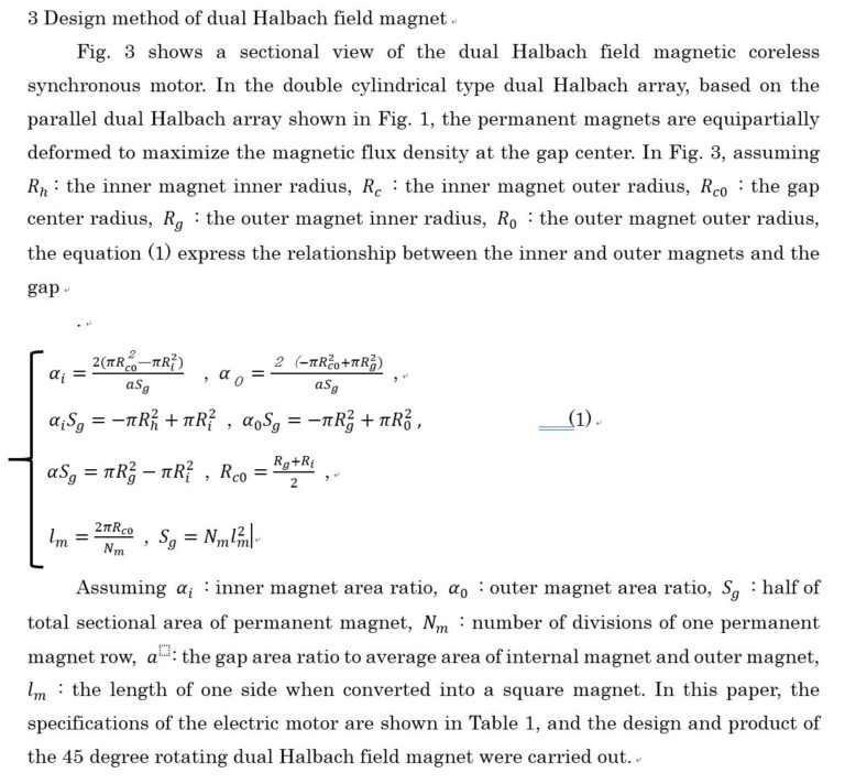 The Design Method of Dual Halbach Field Magnet Coreless Synchronous ...